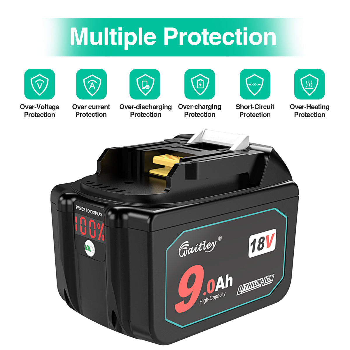 waitley 18V 9.0Ah Replacement Battery Compatible with BL1830 BL1840 BL ...